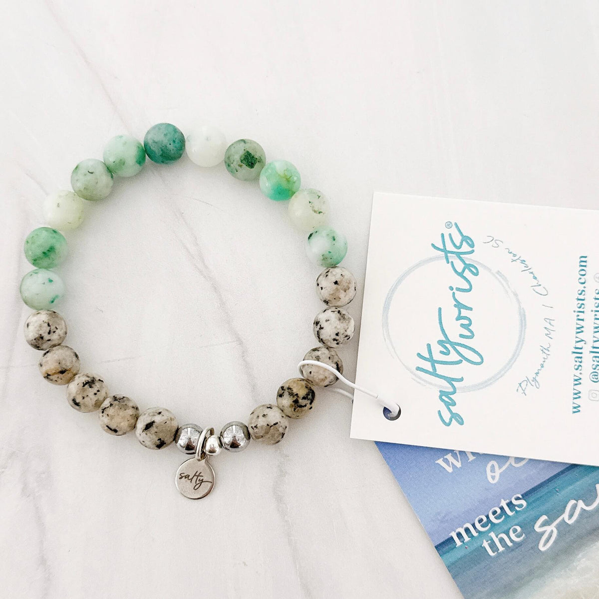 Aqua tides or beachy blues with sandy jaspers – Salty Wrists