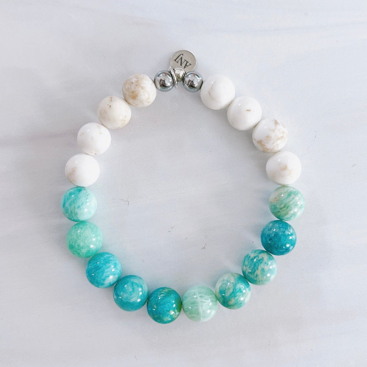 Aqua Amazonite with Tan Howlite – Salty Wrists
